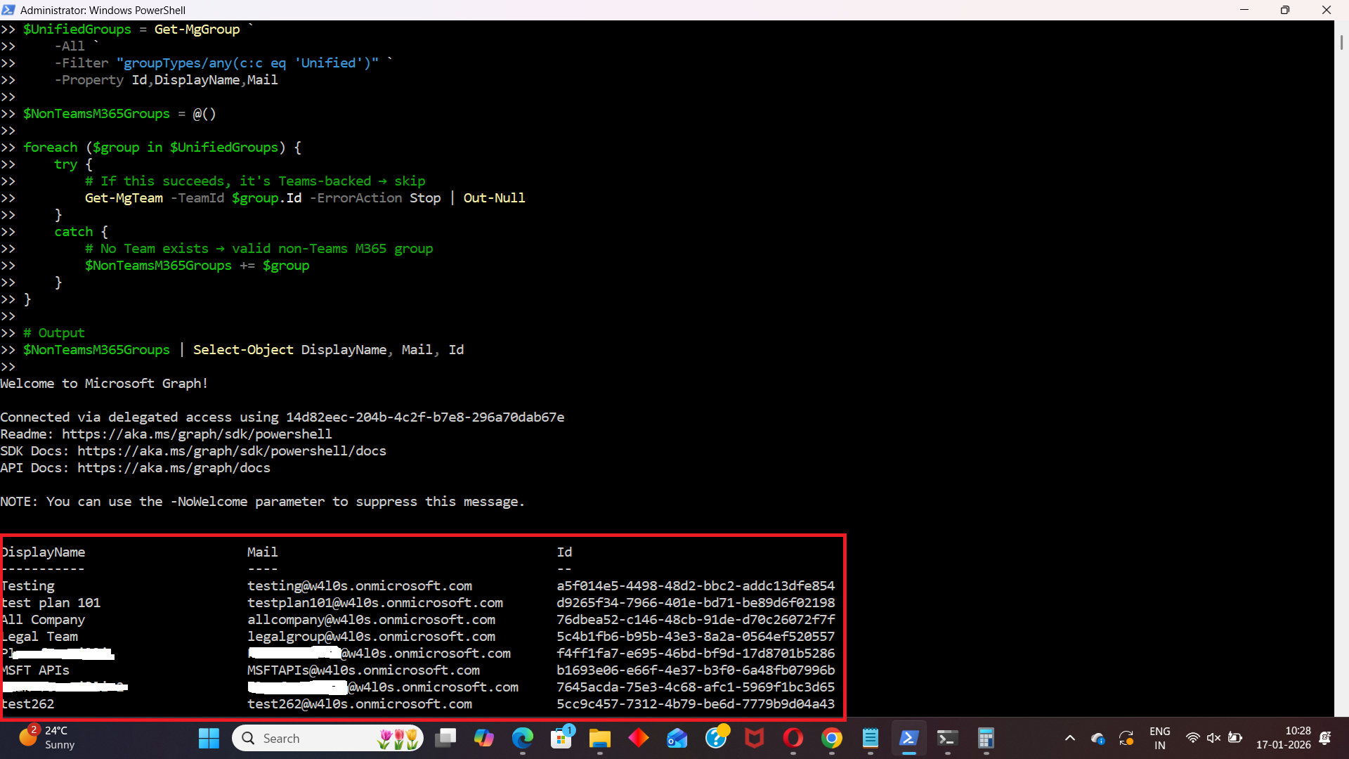 Fetch Non-Teams Microsoft 365 Groups Using Graph PowerShell