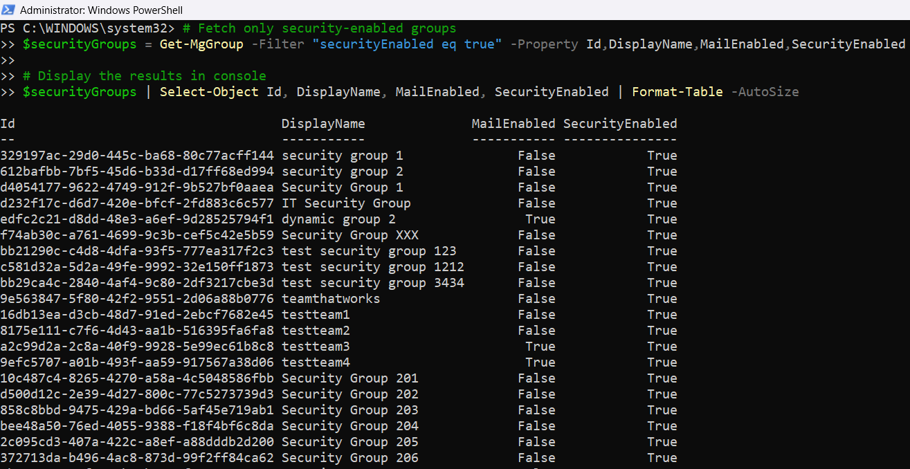 Fetch Security Groups Via Graph Powershell M365 Script 5719