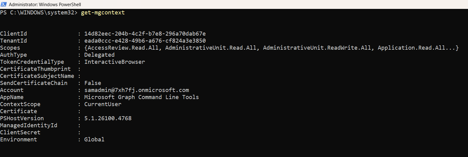 Get-MgContext PowerShell Cmdlet Guide