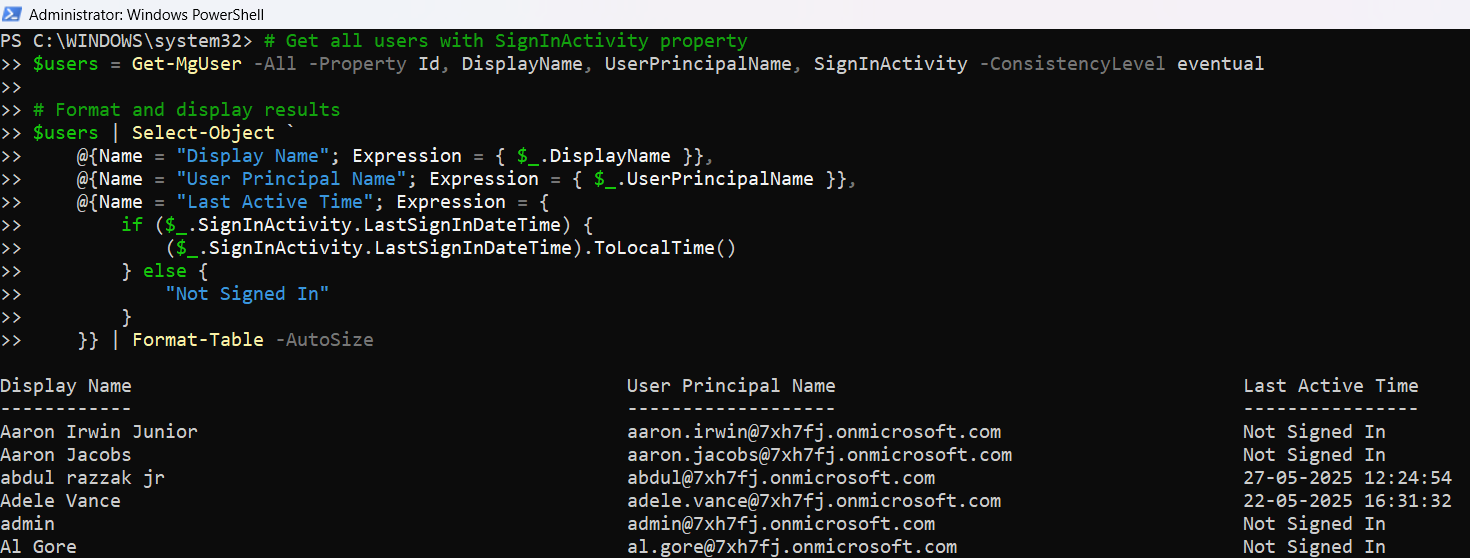 Get Last Active Time Of M365 Users Using Graph Powershell 1389