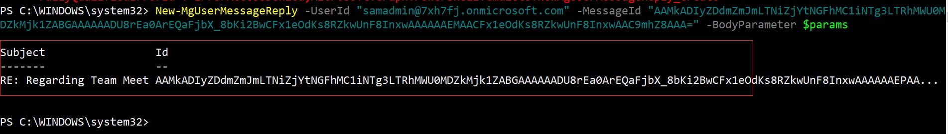 Using New-MgUserMessageReply in Graph PowerShell