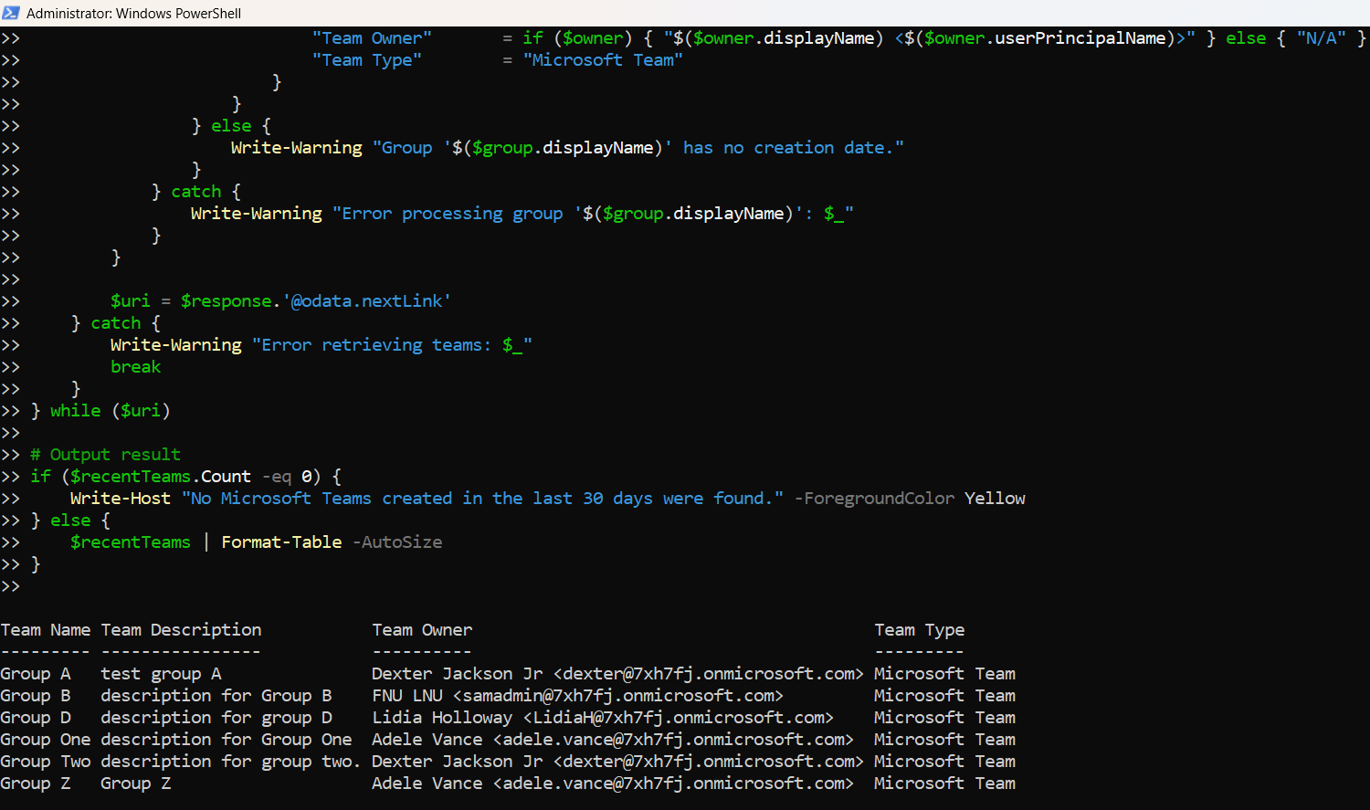 List Microsoft Teams Created in Last 30 Days Using Graph PowerShell