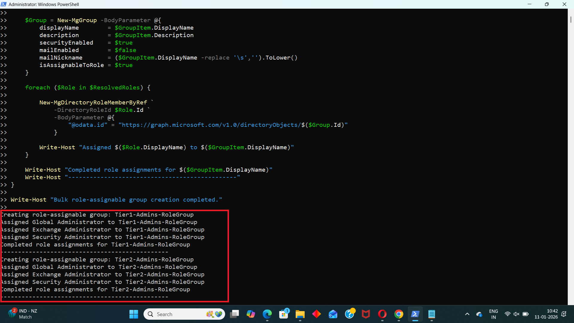 Bulk Create Role-Assignable Groups with Multiple Roles